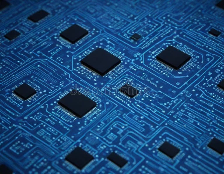 Blue Computer CIrcuit Board Pathway Communications Stock Illustration ...