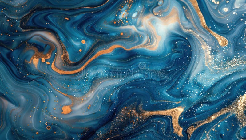 Detailed Blue and Gold Marble Texture with Liquid Azure and Fluid Aqua ...