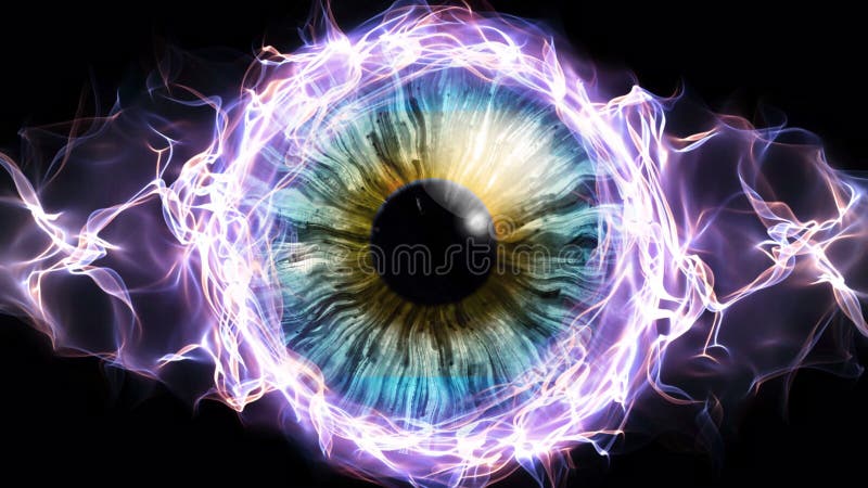 Close-up of a Blue Human Iris with Psychedelic Multicolored Patterns ...