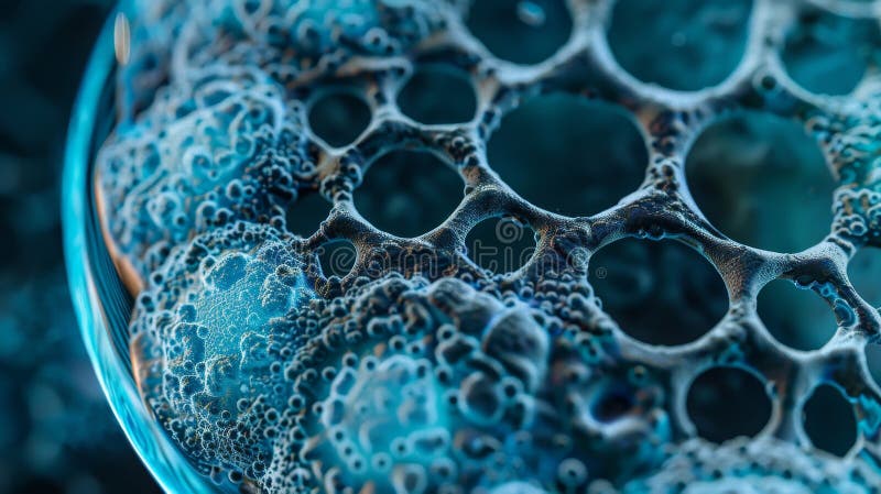 Detailed Blue Texture of Magnified Virus Under Microscope, Emphasizing ...