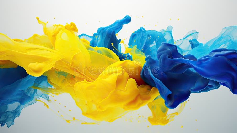 Detailed Blue and Yellow Abstract Texture. Splashes of Yellow and Blue ...