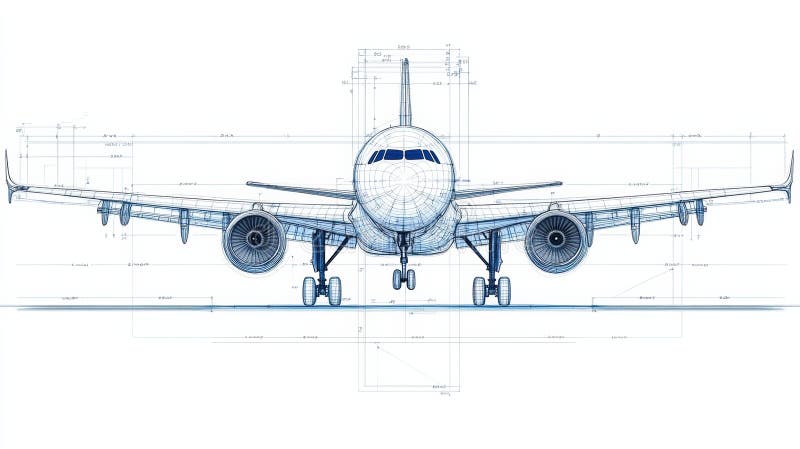 Detailed Blueprint of an Aircraft Showcasing Technical Specifications ...