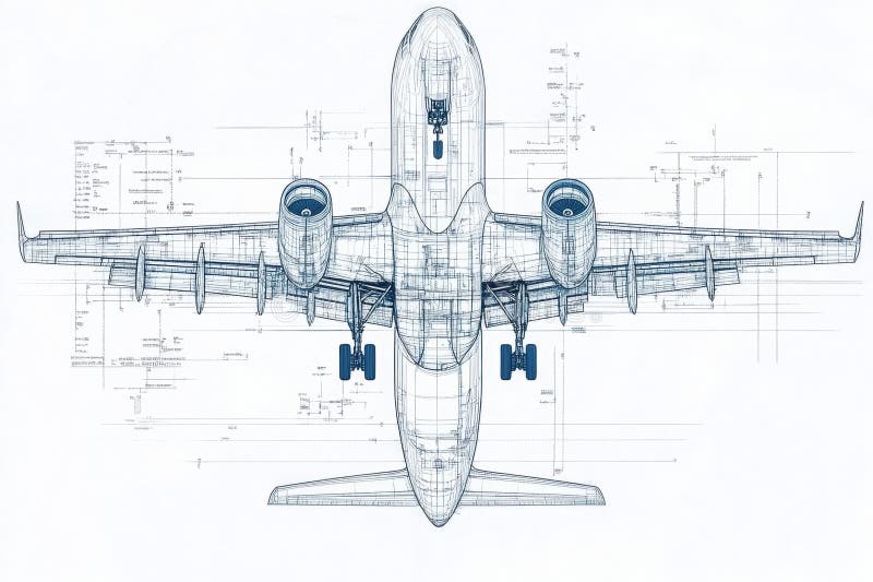 Detailed Blueprint of an Airplane Showcasing Structural Design and ...
