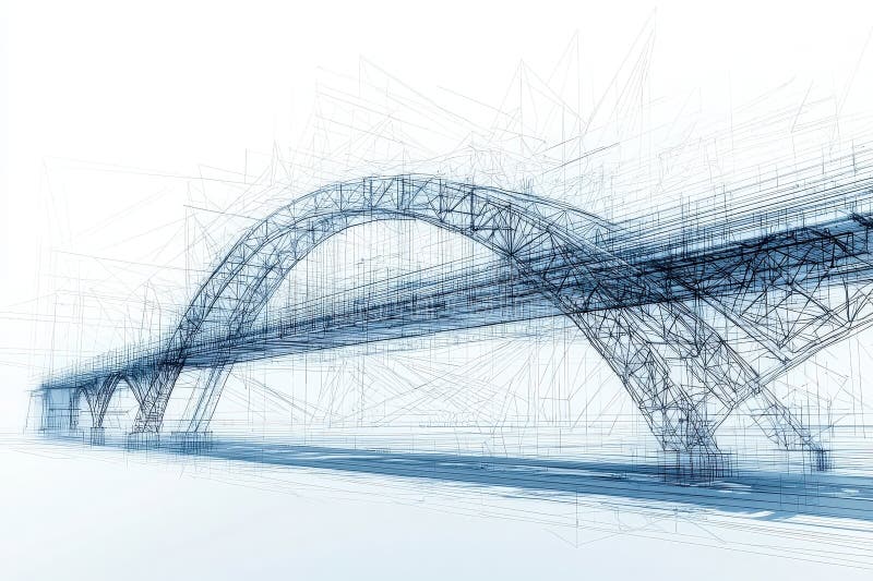Architectural Blueprint of a Bridge Design Showcasing Intricate ...