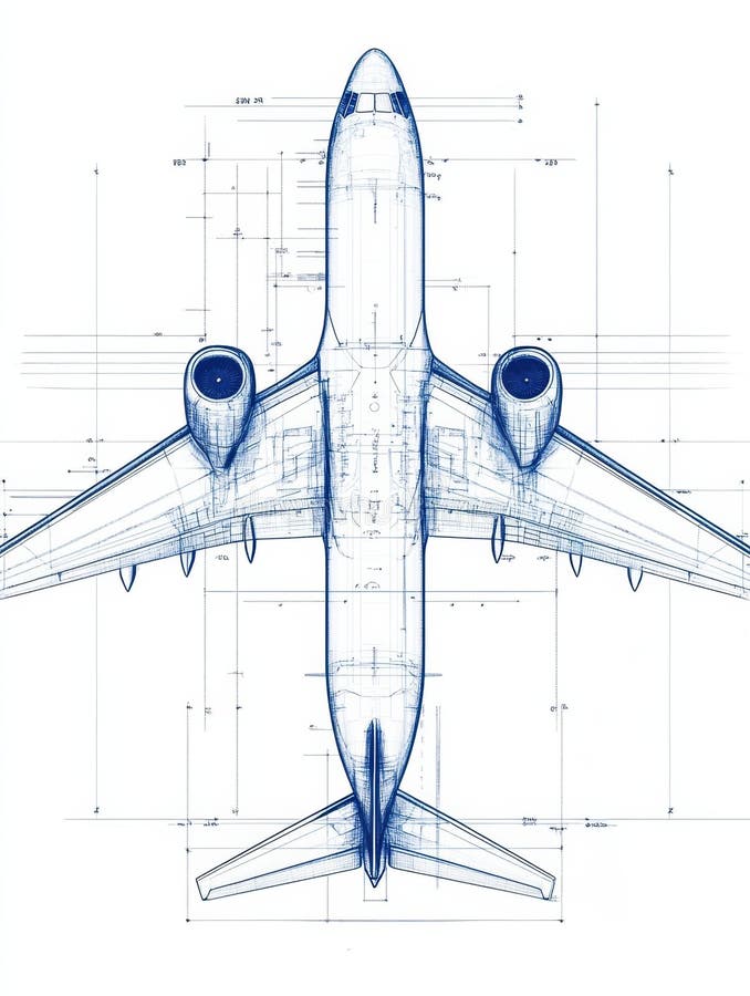 Detailed Blueprint Design of an Aircraft Showcasing Engineering ...