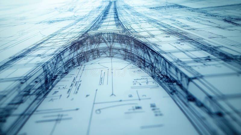 Detailed Blueprint Design for New Bridge. Intricate Lines, Annotations ...