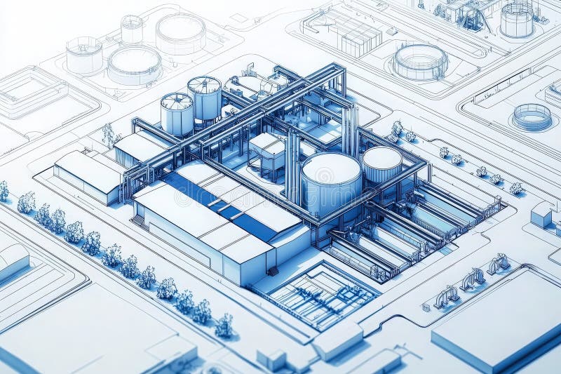 Industrial Facility Blueprint Showcasing Complex Structures and Layout ...