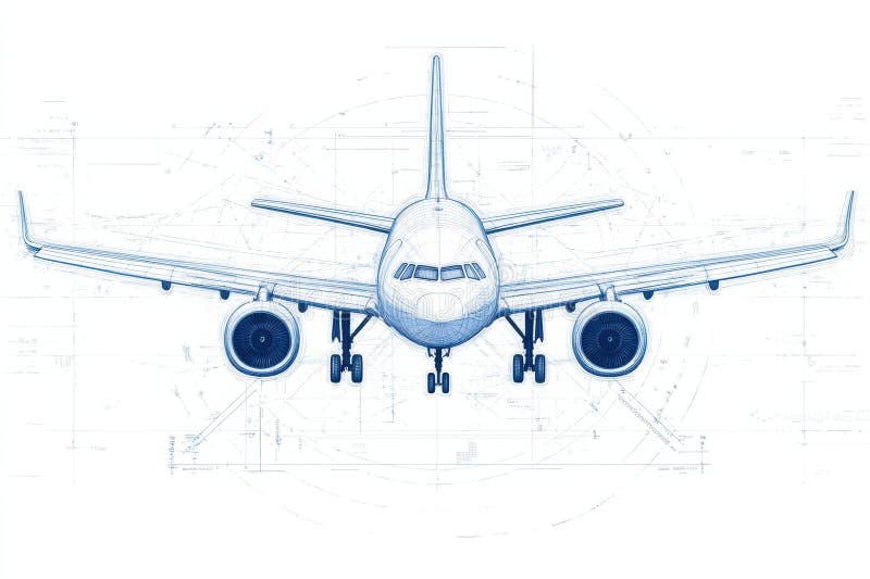 Detailed Blueprint of an Airplane Showcasing Structural Design and ...