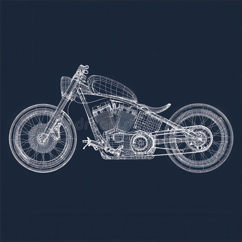 Detailed Blueprint of a Motorcycle Design Featuring Technical ...