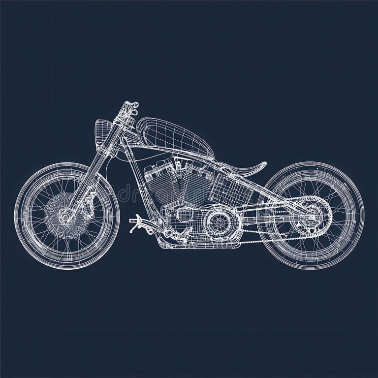 Detailed Blueprint of a Motorcycle Design Featuring Technical ...