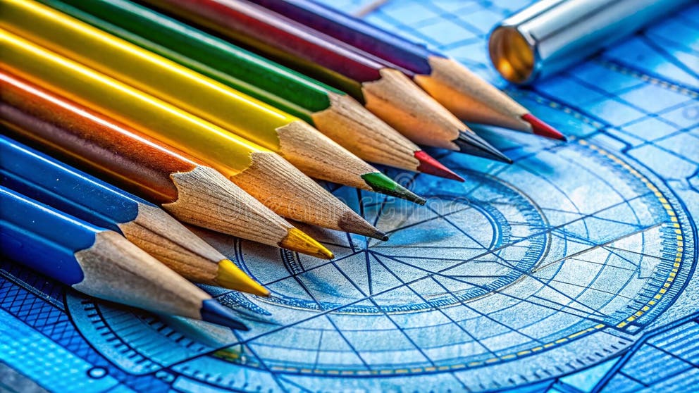 Detailed Blueprint and Precision Tools a Macro Look at Architectural ...