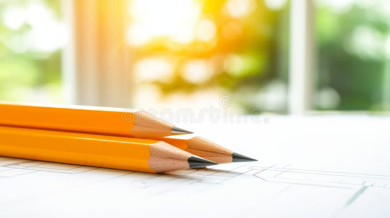 Detailed Blueprint Review Pencils on Architectural Plans for ...