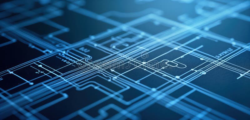 Detailed Blueprint Shows Building Plans. Complex Network of Lines ...