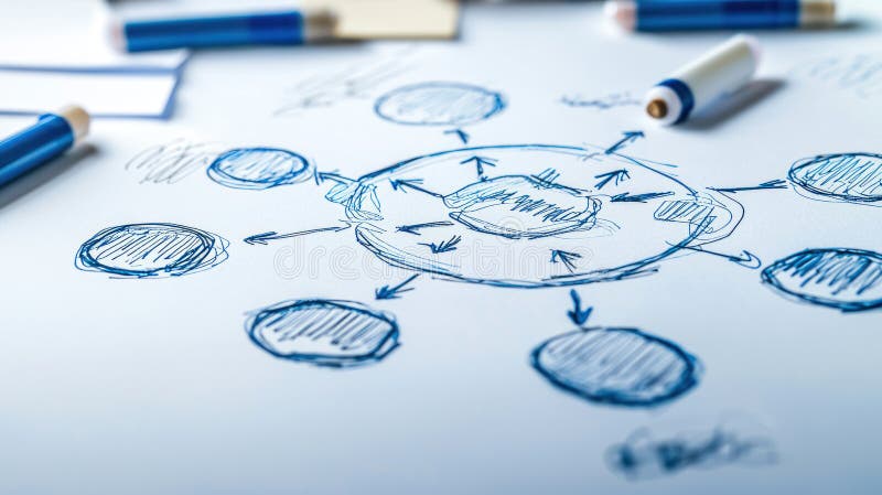 Detailed Blueprint of Strategy with Interconnected Ideas and Arrows ...