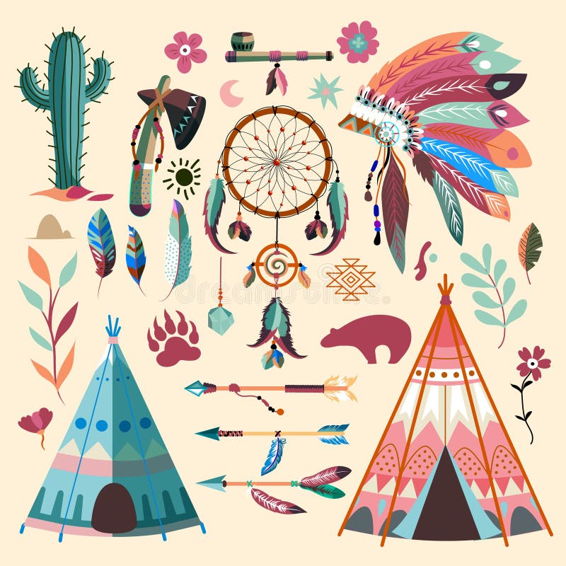 Detailed Boho Elements Set Vector Illustration. Stock Vector ...