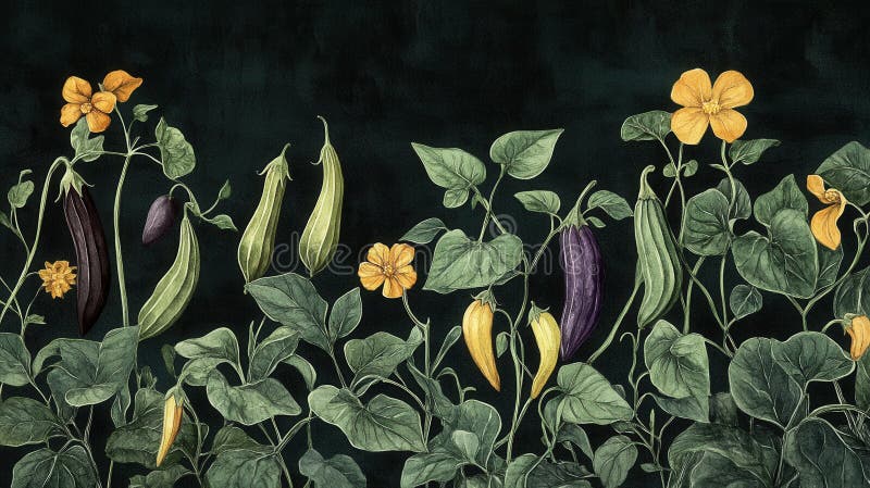 Detailed Botanical Drawing of Vegetable Harvest Stock Image - Image of ...