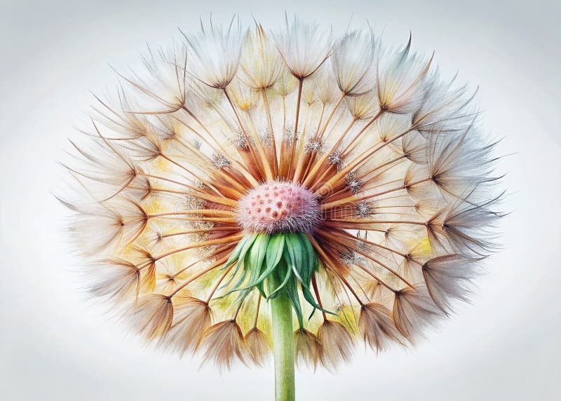 A Detailed Botanical Illustration of a Dandelion a CloseUp View of ...