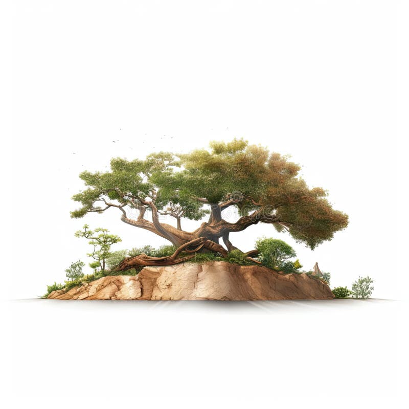 Detailed Botanical Illustration of a Tree on a White Background ...