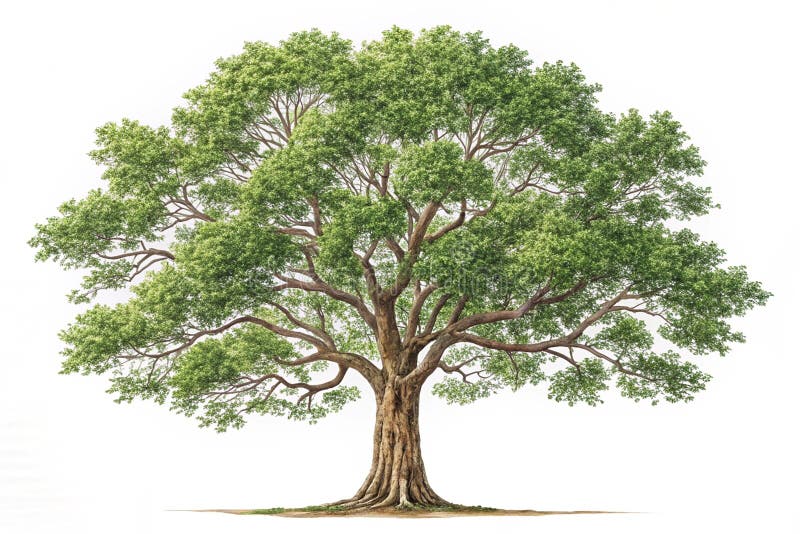 Detailed Botanical Illustration of a Tree on a White Background by ...