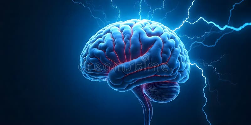 Human Brain with Electric Impulses Showing Neural Activity and ...
