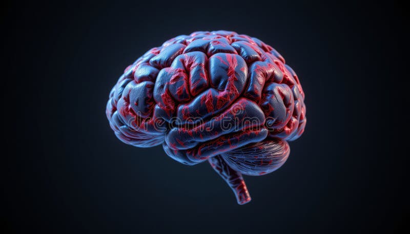 Detailed Brain with Intricate Textures and Dark Background Creates ...
