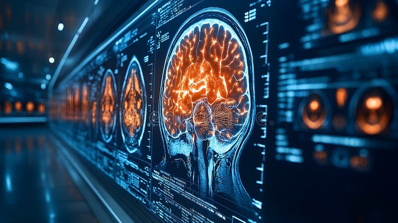 Detailed Brain Scan Display Showing Neurological Activity and ...