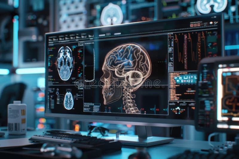 Detailed Brain Scan Displayed on a Computer Screen. Suitable for ...