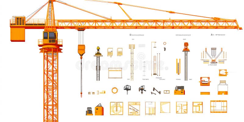 Detailed Breakdown of Tower Crane Components Including Counterweights ...