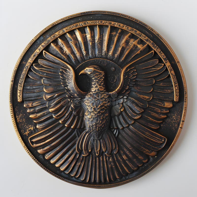 Bronze Eagle Emblem in Circular Design for Wall Decoration Stock Photo ...