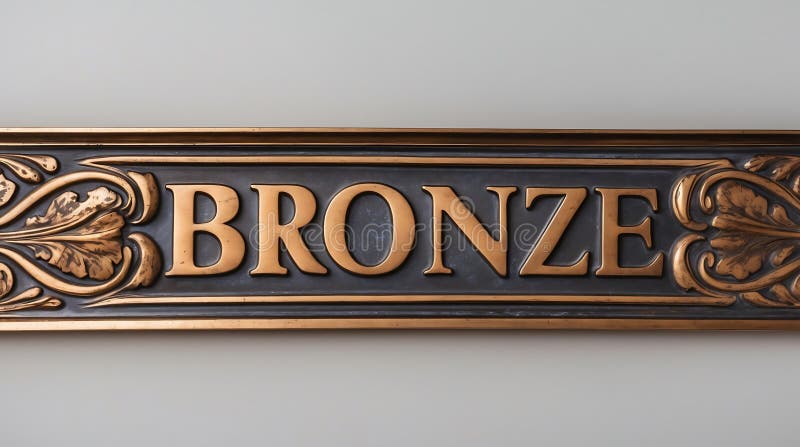 Bronze Etching with Ornate Leaf Design Highlighting the Word Bronze on ...