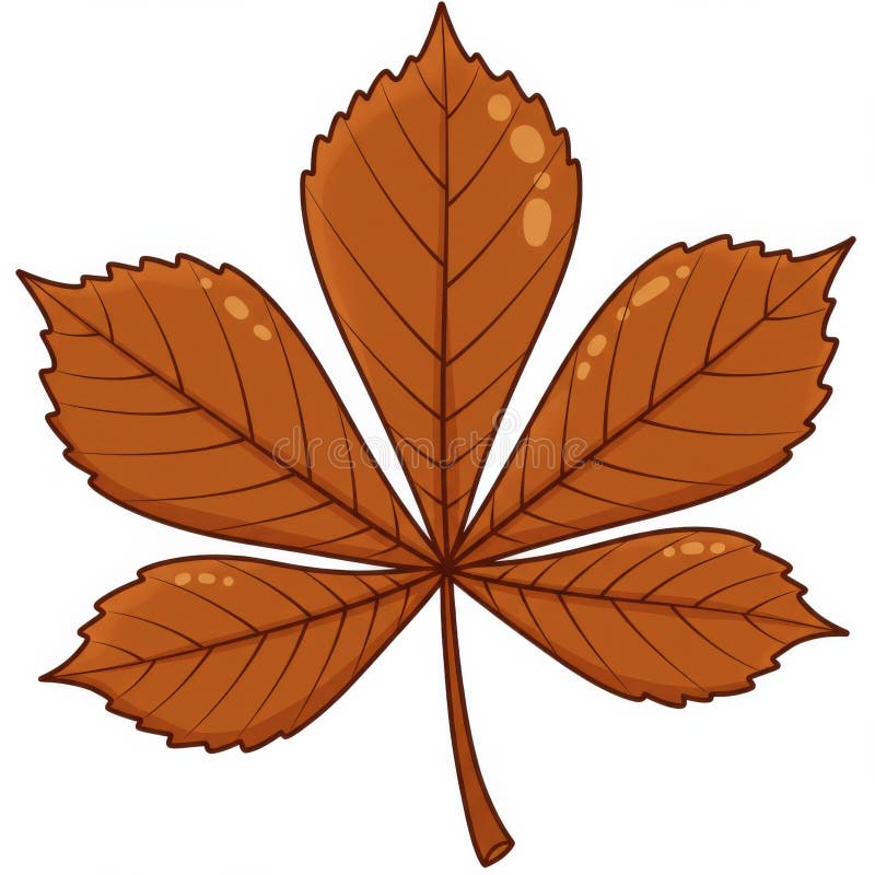 Detailed Brown Autumn Leaf with Palmate Venation on White Background ...