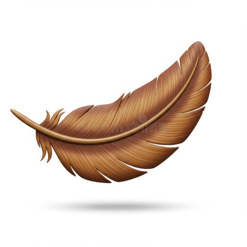Detailed Brown Feather on White Background Symbolizing Lightness Stock ...