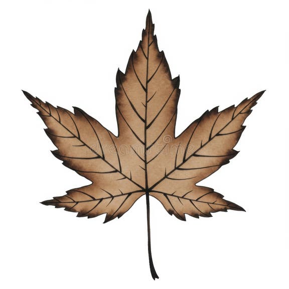 Detailed Brown Maple Leaf Illustration on White Stock Illustration ...