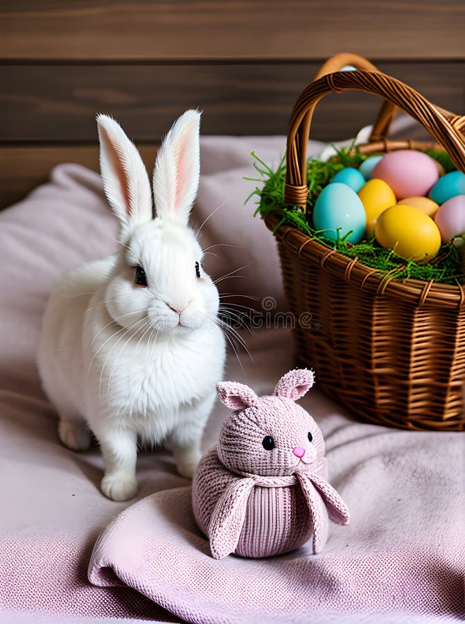 Detailed Bunny Brings Cozy Easter Atmosphere. High Stock Illustration ...