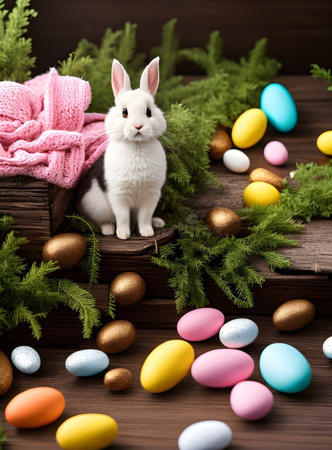 Detailed Bunny Creates Cozy Easter Atmosphere. High Stock Illustration ...