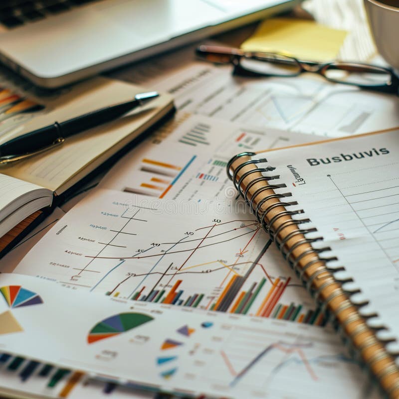 Detailed Business Plan with Charts and Notes Spread Out on a Desk ...