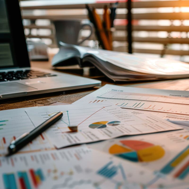 Detailed Business Plan with Charts and Notes Spread Out on a Desk ...