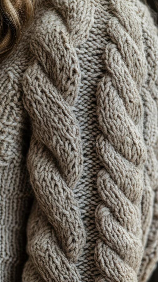 Detailed Cable Knit Texture, a Study in Warmth and Cozy Hand-Knitted ...