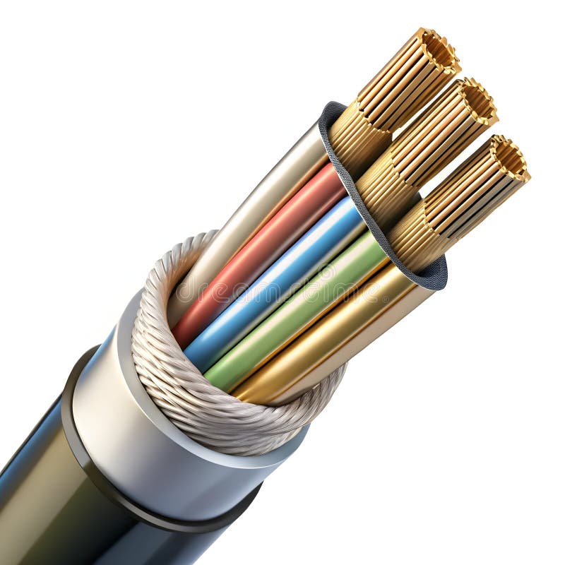 Detailed Cable Wire CrossSection with White Background Stock ...