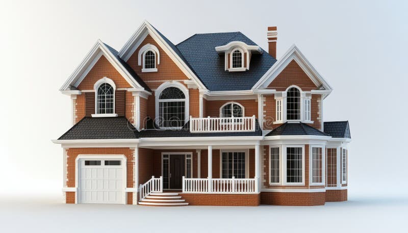 Detailed CAD Rendering of a Modern House Plan Mockup with Elegant ...