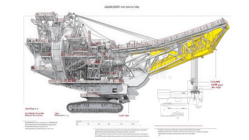 An Ultra-detailed Technical Blueprint of the Bagger Bucket-wheel ...