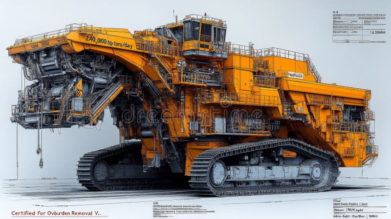 An Ultra-detailed Technical Blueprint of the Bagger Bucket-wheel ...