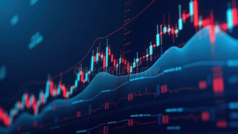 A Detailed Candlestick Chart Displays Fluctuating Market Data on a Dark ...