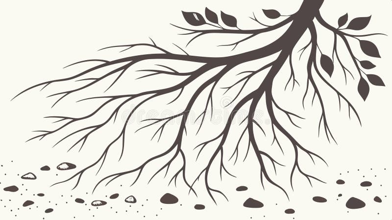 Detailed Illustration of an Old Tree S Intricate Root System Vector ...