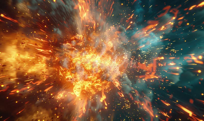 Detailed Capture of an Explosion in Motion, Showcasing the Fiery Bursts ...