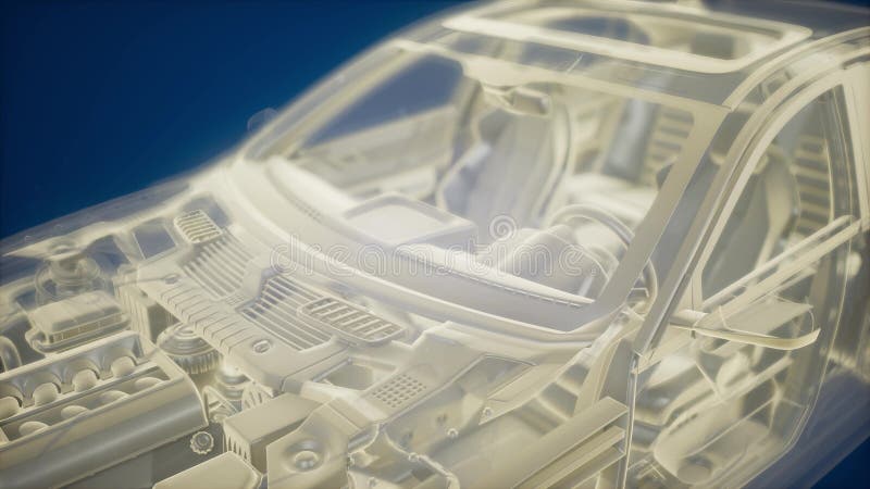 Detailed Car Engine and Other Parts Stock Illustration - Illustration ...