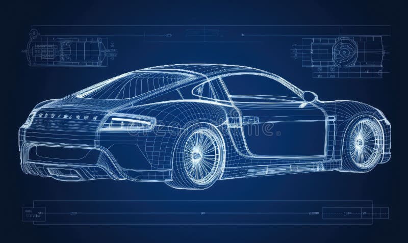 Detailed Car Technical Drawing Showcased in an Informative Infographic ...