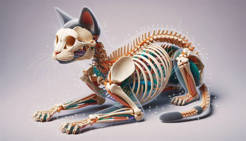 Detailed Cat Skeleton Anatomy Illustration Stock Illustration ...