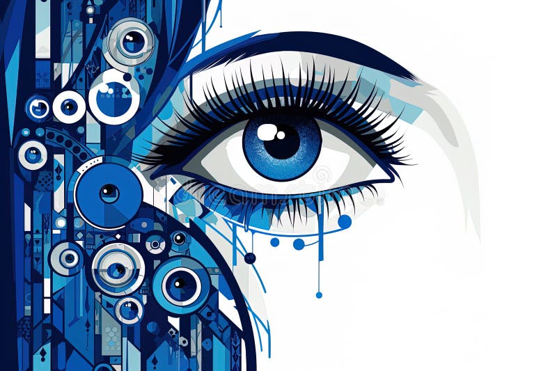 Character Illustration with Intricate Patterns and Gradients Whose Blue ...