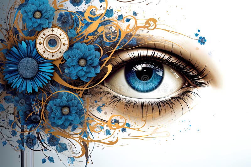 Character Illustration with Intricate Patterns and Gradients Whose Blue ...